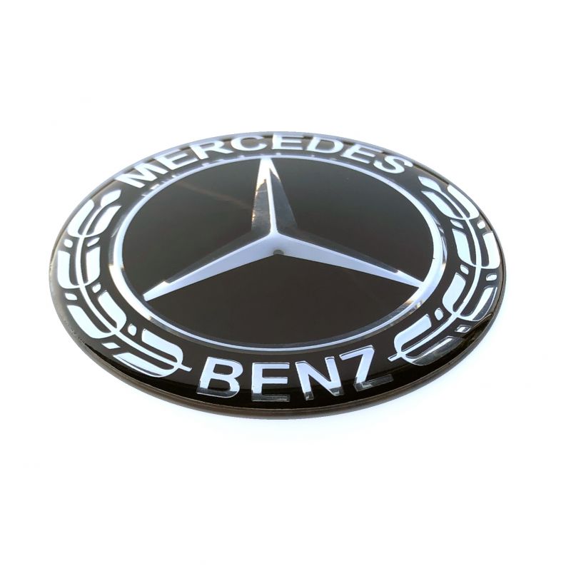 56mm MERCEDES BENZ METAL autocollants LOGO emblèmes ARGENT LAURIER